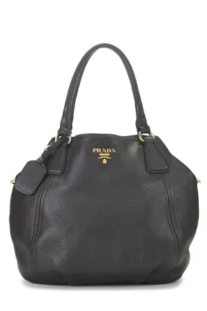 Prada Vitello Daino Sacca 2 Manici Tote Bag - Black
