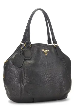Prada Vitello Daino Sacca 2 Manici Tote Bag - Black