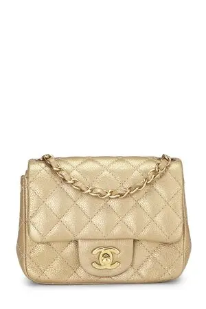 Chanel Metallic Quilted Caviar Classic Square Flap Mini