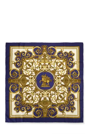 Hermès Multicolor 'les Tuileries' Silk Scarf 90 - Navy