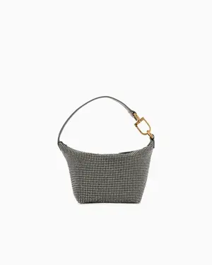 Giorgio Armani La Prima Soft Mini Handbag In Metallic Knit With Rhinestones