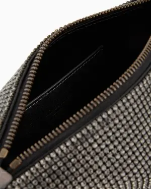 Giorgio Armani La Prima Soft Mini Handbag In Metallic Knit With Rhinestones