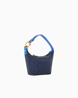 Giorgio Armani La Prima Soft Mini Handbag In Metallic Knit With Rhinestones