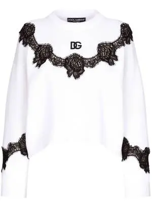 Dolce & Gabbana Lace-insert Jumper - White