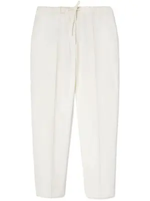 JIL SANDER Drawstring-waistband Cotton Trousers - White