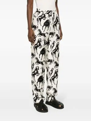 Balmain Horse-print Tapered Trousers - Neutrals