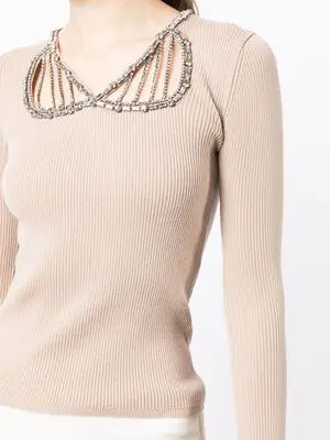 IZAAK AZANEI Cut-out Embellished Top