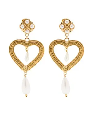 Moschino Heart-shaped Clip-on Drop Earrings - Gold