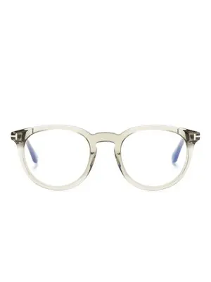 TOM FORD Logo Plaque Transparent Glasses - Grey