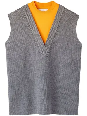 JIL SANDER Two-tone Layered Knitted Vest