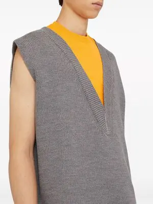 JIL SANDER Two-tone Layered Knitted Vest