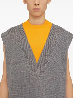 JIL SANDER Two-tone Layered Knitted Vest
