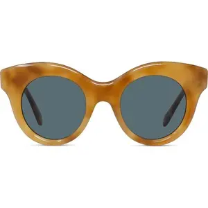 Loewe Curvy 49mm Small Round Sunglasses - Blonde Havana/blue