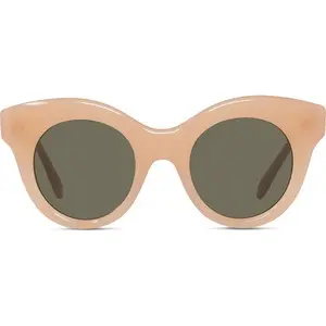 Loewe Curvy 49mm Small Round Sunglasses - Shiny Pink/brown