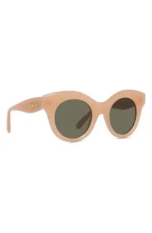 Loewe Curvy 49mm Small Round Sunglasses - Shiny Pink/brown