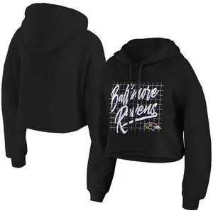 WEAR BY ERIN ANDREWS Baltimore Ravens Domestic Cropped Pullover Hoodie - Black