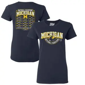 BLUE 84 Michigan Wolverines 2023 National Champions Schedule T-shirt - Navy