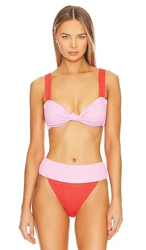 Show Me Your Mumu Aruba Bikini Top - Bubblegum Colorblock Scrunch
