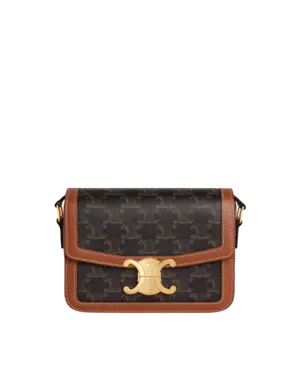 Celine Triomphe Canvas And Calfskin Teen Triomphe Bag - Tan