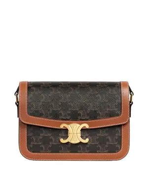 Celine Classique Triomphe Bag In Triomphe Canvas And Calfskin