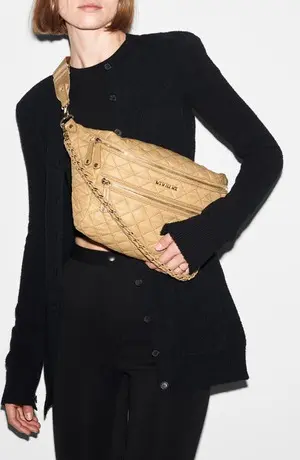 Mz Wallace Crosby Convertible Quilted Nylon Sling Bag - Camel