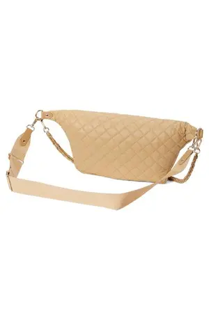 Mz Wallace Crosby Convertible Quilted Nylon Sling Bag - Camel