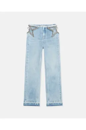 Stella Mccartney Diamanté Star Wide Leg Jeans In Blue - 40% Off