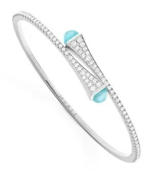 MARLI NEW YORK Gold, Diamond, And Sea Blue Chalcedony Bracelet - White