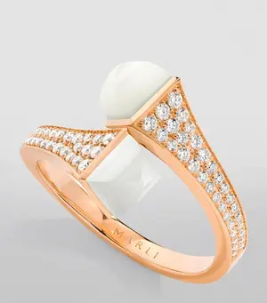 MARLI NEW YORK Diamond And White Agate Cleo Ring - Rose Gold