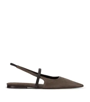 Brunello Cucinelli Suede Slingback Flats