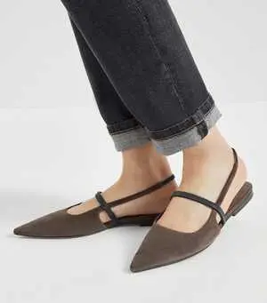 Brunello Cucinelli Suede Slingback Flats