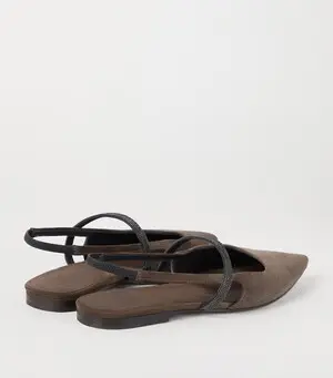 Brunello Cucinelli Suede Slingback Flats