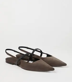 Brunello Cucinelli Suede Slingback Flats