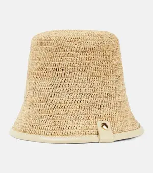 Jacquemus Le Bob Soli Raffia Bucket Hat - White