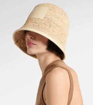 Jacquemus Le Bob Soli Raffia Bucket Hat - White