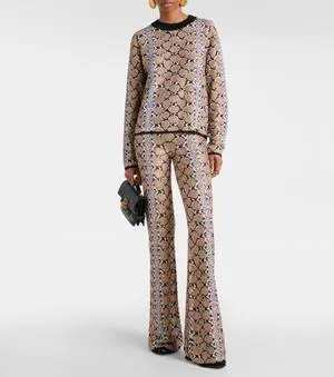 Balmain Snake-print Flared Trousers