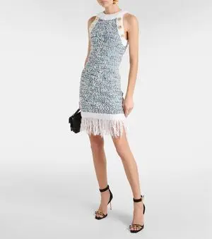 Balmain Fringed Tweed Minidress