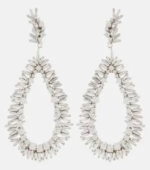 SUZANNE KALAN 18kt White Gold Drop Earrings With Diamonds - Silver