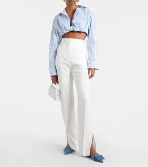 Jacquemus La Chemise Bahia Courte Striped Top - Blue