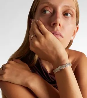 SUZANNE KALAN 18kt Tri-gold Diamond Bangle - Multicoloured