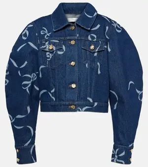 Nina Ricci Printed Denim Trucker Jacket - Blue