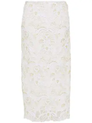 Fabiana Filippi Embroidered Open-knit Midi Skirt