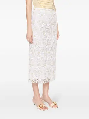 Fabiana Filippi Embroidered Open-knit Midi Skirt