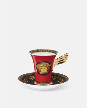 Versace Medusa Coffee Cup & Saucer - Red