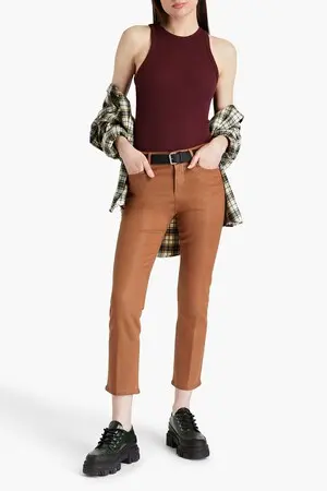 FRAME Le High Cropped Coated Straight-leg Jeans