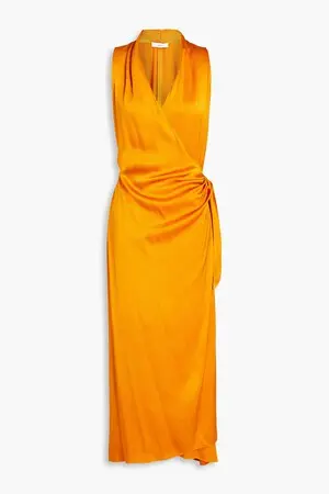 Vince Draped Satin-crepe Midi Wrap Dress