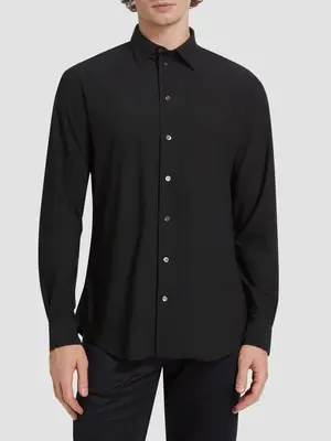 Emporio Armani Stretch Button-front Shirt - Black