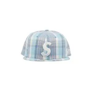 Supreme Metallic Plaid S Logo New Era Cap - Blue