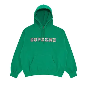 Supreme Collegiate Patchwork Leather Hooded Sweatshirt