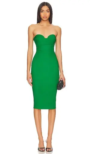 MORE TO COME Sophia Strapless Midi Dress - Kelly Green
